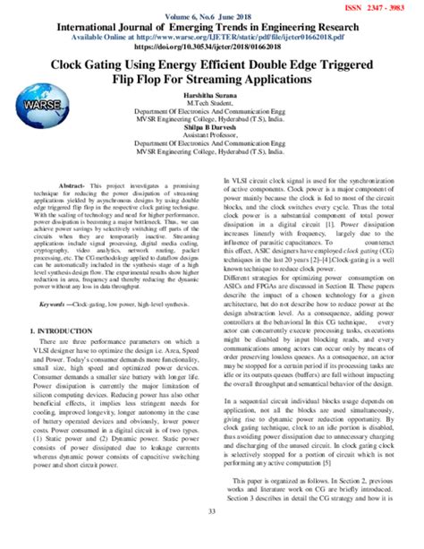 Pdf Clock Gating Using Energy Efficient Double Edge Triggered Flip Flop For Streaming Applications