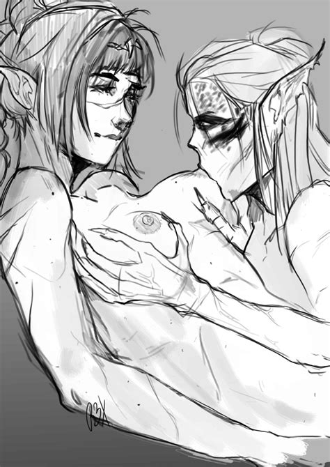 Rule 34 2girls Baldurs Gate Baldurs Gate 3 Biting Lip Biting Own Lip Breast Grab Breast