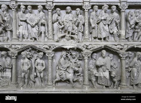 Sarcophagus Of Junius Bassus Ealy Christian Sarcophagus 4th C Stock