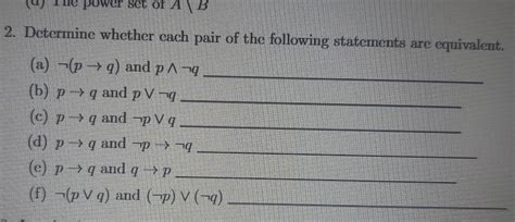 solved determine whether each pair of the following