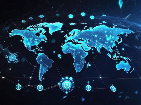 Premium Ai Image Futuristic Blockchain Technology Hud Background