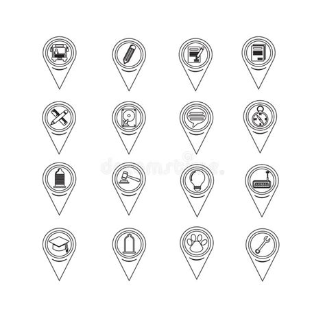 set of map pointer icons for website and communication stock vector