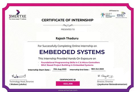 Embeddedsystems Project Certificateofcompletion Emertxe Rajesh Thaduru