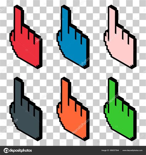 Set Finger Ixometric Pixel Web Cursor Click Mouse Symbol Computer Stock