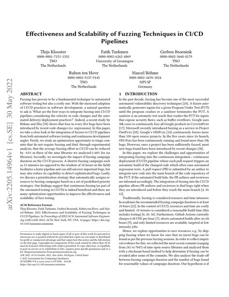 Pdf Effectiveness And Scalability Of Fuzzing Techniques In Cicd Pipelines