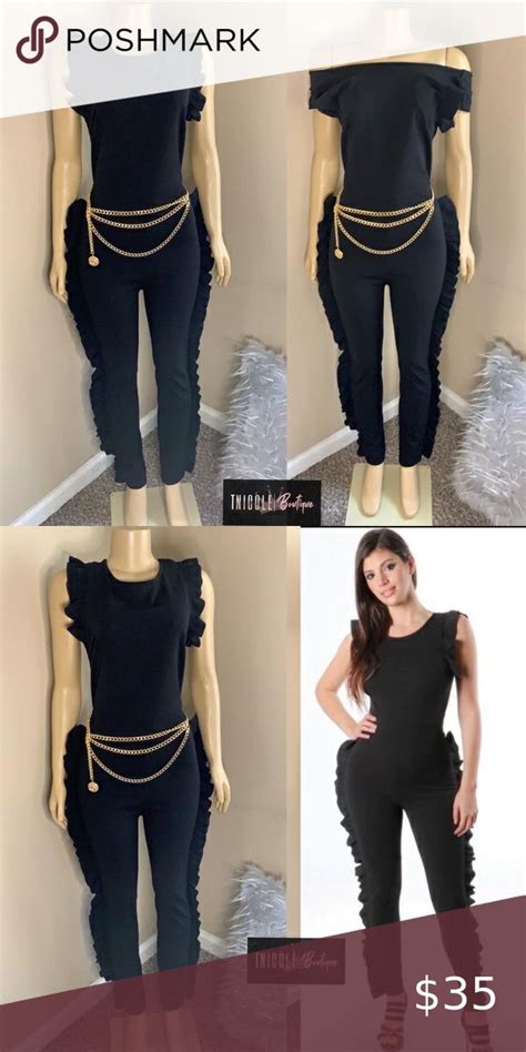 Black Ruffle Jumpsuit Sz Large Black Ruffle Ruffle Jumpsuit Jumpsuit