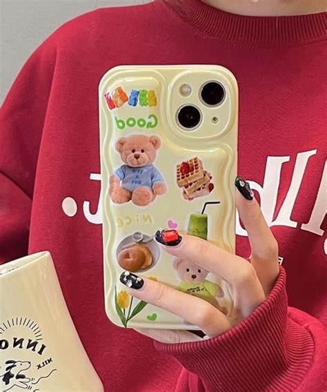 [당일발송] 곰돌이 노랑 키치 핸드폰 아이폰 케이스 14 14프로 14프로맥스 에이블리