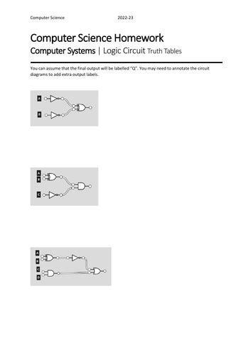 Computer Systems Logic Gatesand Circuits Teaching Resources