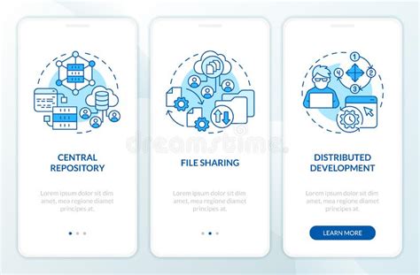 Version Control Advantages Blue Onboarding Mobile App Screen Stock Illustration Illustration