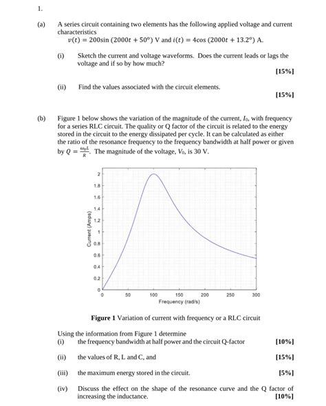 Solved A A Series Circuit Containing Two Elements Has The