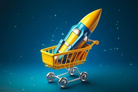 Premium Ai Image A Shopping Cart With A Rocket In It And A Red Ball On The Top
