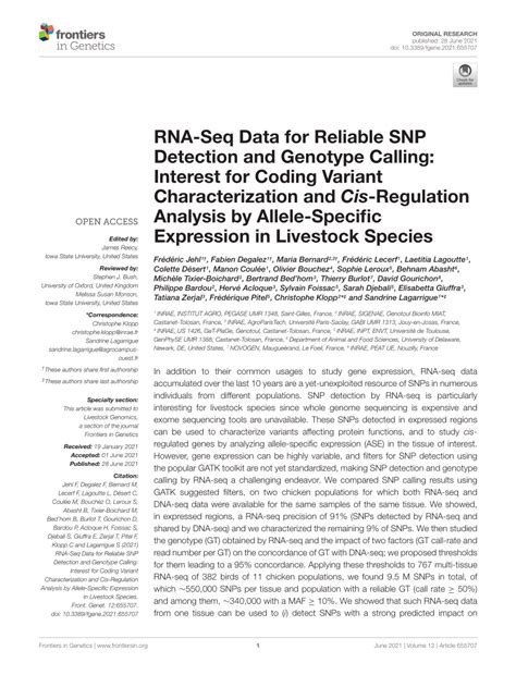 Pdf Rna Seq Data For Reliable Snp Detection And Genotype Calling Interest For Coding Variant
