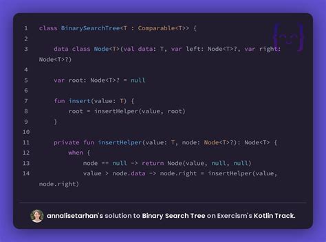 Annalisetarhans Solution For Binary Search Tree In Kotlin On Exercism