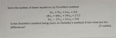 solved solve the system of linear equations by doolittle s