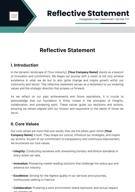 Free Reflective Statement Template To Edit Online