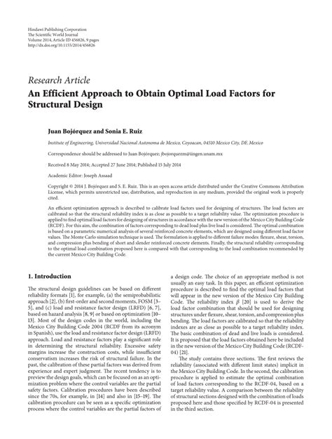 PDF An Efficient Approach To Obtain Optimal Load Factors For Structural Design