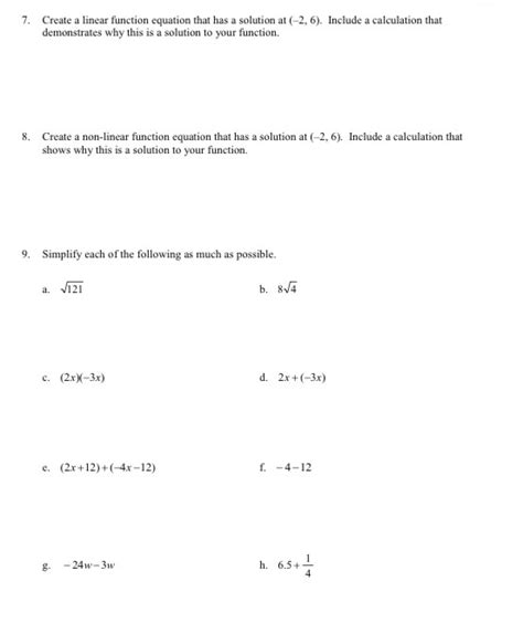 Solved 7 Create A Linear Function Equation That Has A