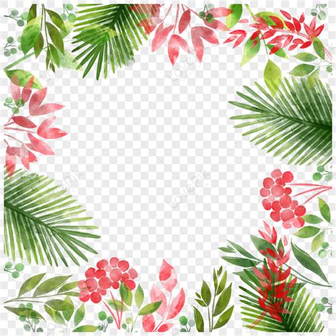 녹색 잎 꽃 일러스트 테두리 무궁화 물꽃 무늬경계 Png 일러스트 무료 다운로드 Lovepik