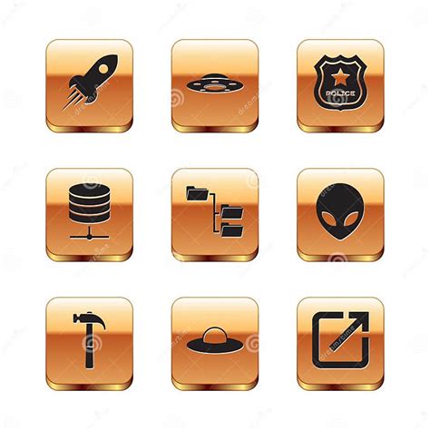 Set Rocket Ship With Fire Hammer Ufo Flying Spaceship Folder Tree