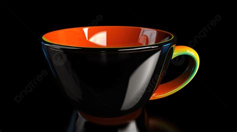 검은색과 밝은 오렌지색 컵 검정색 배경색이 렌더링된 3d 커피 컵 고화질 사진 사진 배경 일러스트 및 사진 무료 다운로드 Pngtree