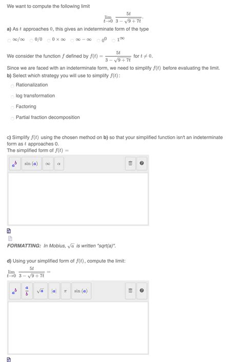 Solved We Want To Compute The Following Limit Limt039 7t5t Chegg Com