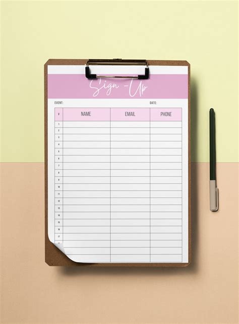 Editable Sign Up Sheet Sign Up Sheet Template Event Sign Up Canva Template PDF Sign Up