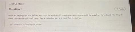 Solved Test Content Question 1 10 Points Write A C Program