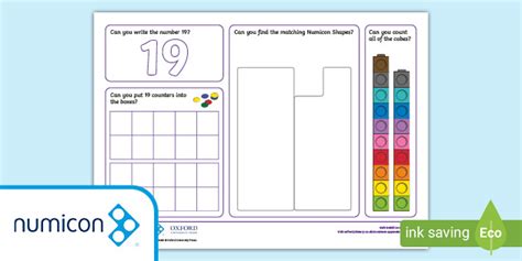 All About Number 19 Activity Mat With Numicon Shapes