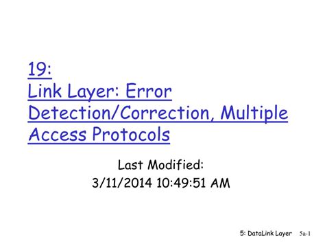 Ppt 19 Link Layer Error Detectioncorrection Multiple Access
