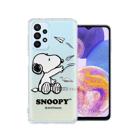 史努比snoopy 正版授權 三星 Samsung Galaxy A23 5g 漸層彩繪空壓手機殼紙飛機 Samsung適用手機殼套