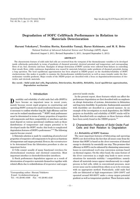 Pdf Degradation Of Sofc Cell Stack Performance In Relation To Materials Deterioration