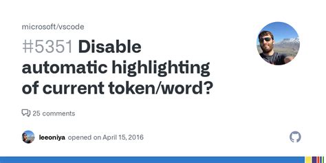 Disable Automatic Highlighting Of Current Tokenword · Issue 5351