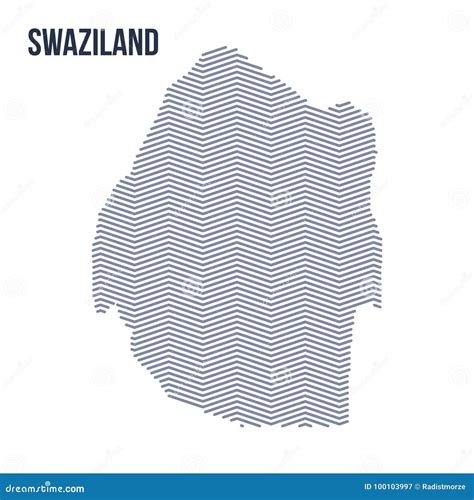 Vector Abstract Hatched Map Of Swaziland With Zig Zag Lines Isolated On A White Background