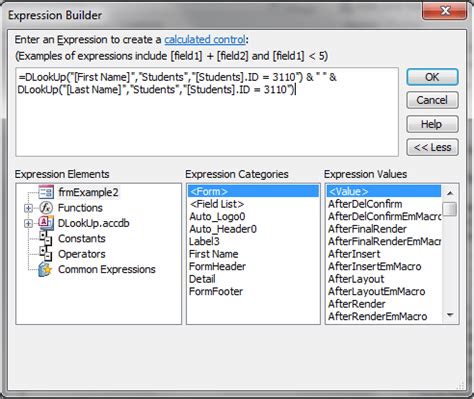 Dlookup Access Expression Builder Vba And Vb Net Tutorials Learning
