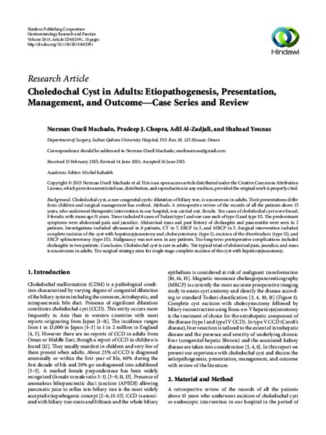Pdf Choledochal Cyst In Adults Etiopathogenesis Presentation Management And Outcome—case