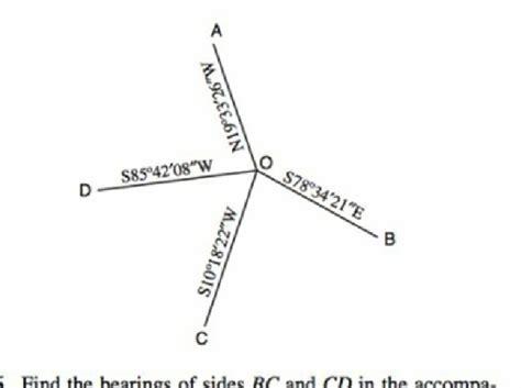 solved 9 5 calculate the north azimuth for sides oa ob oc andod in