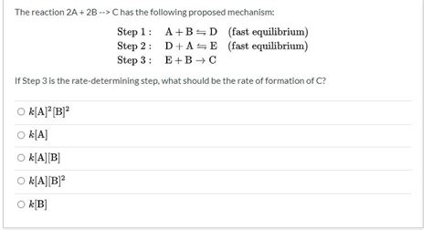 Solved The Reaction A B Chas The Following Proposed Chegg
