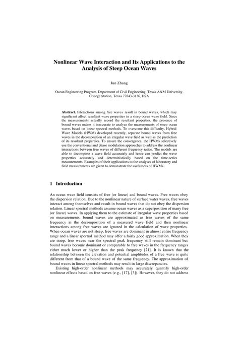 Pdf Nonlinear Wave Interaction And Its Applications To The Analysis