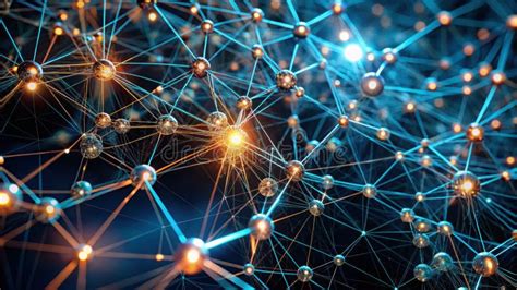 Neural Network Visualized Glowing Nodes Interconnected Lines Stock