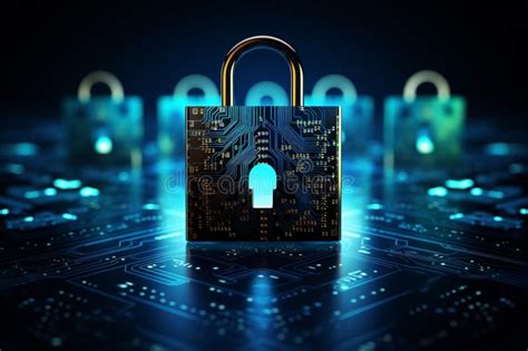 Digital Fortress Keyhole Padlock Symbolizes Modern Circuit Data Security Concept Stock