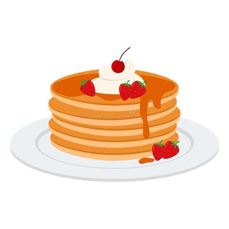 Cute Strawberry Pancake Animated Vector Image For Pancake Day Stock