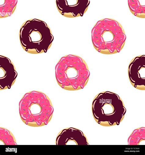 Color Donut Seamless Pattern Glazed Donuts Background Vector