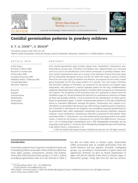 Pdf Conidial Germination Patterns In Powdery Mildews Dokumentips