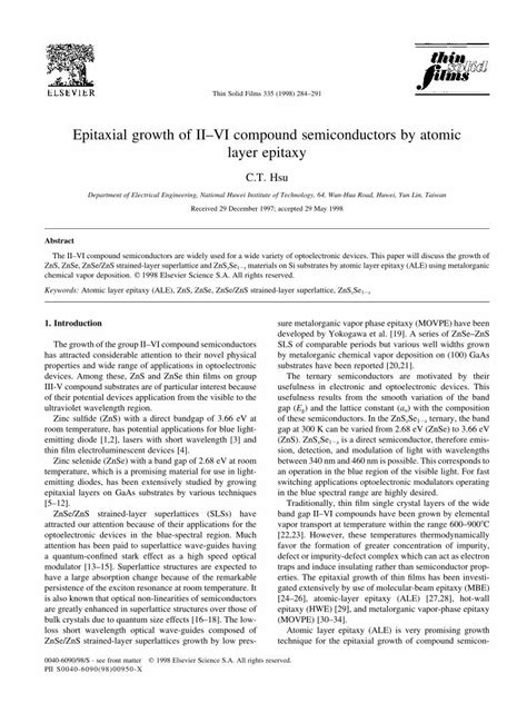Pdf Epitaxial Growth Of Iivi Compound Semiconductors By Atomic Layer