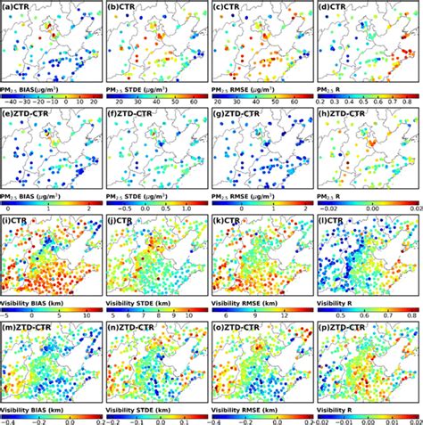 Spatial Distribution Of Bias Sted Rmse And R Of Hourly Pm25 A B