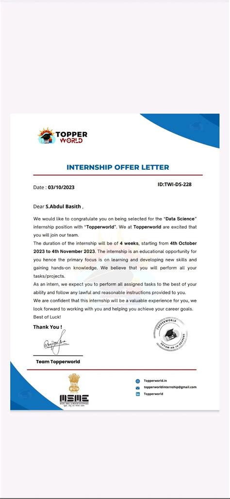 Abdul Basiths On Linkedin Topperworldinternship