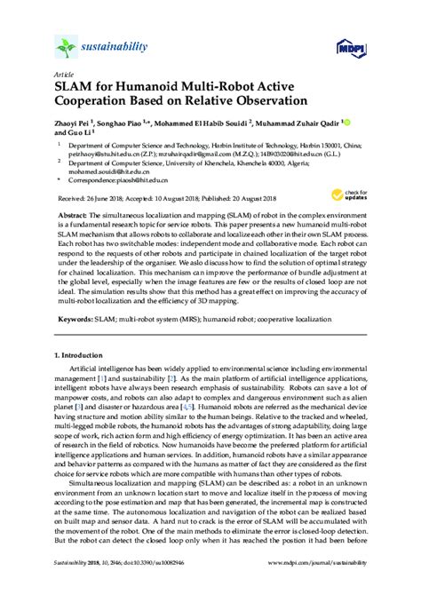 Pdf Slam For Humanoid Multi Robot Active Cooperation Based On