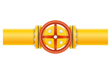 Yellow Metal Pipes For Gas Pipeline Vector Illustration Isolated On