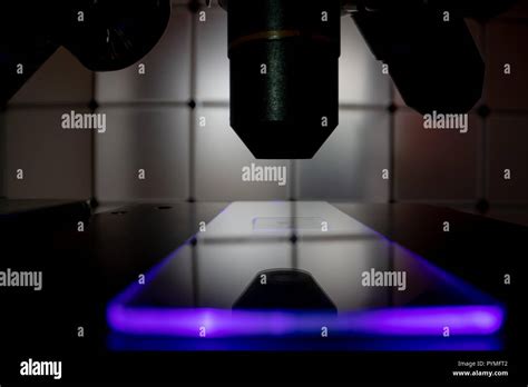 Close Up Microscope Objective And Slide Stock Photo Alamy