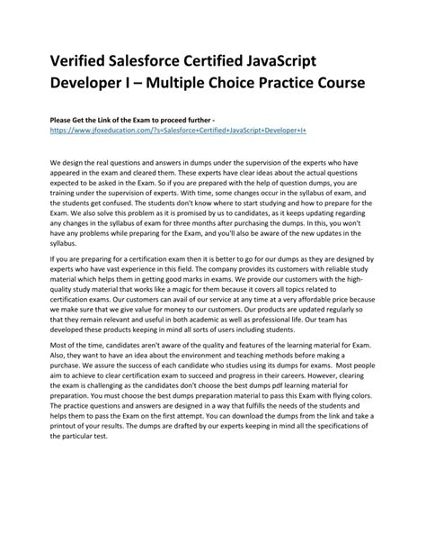 Ppt Verified Salesforce Certified Javascript Developer I Multiple Choice Practice Powerpoint